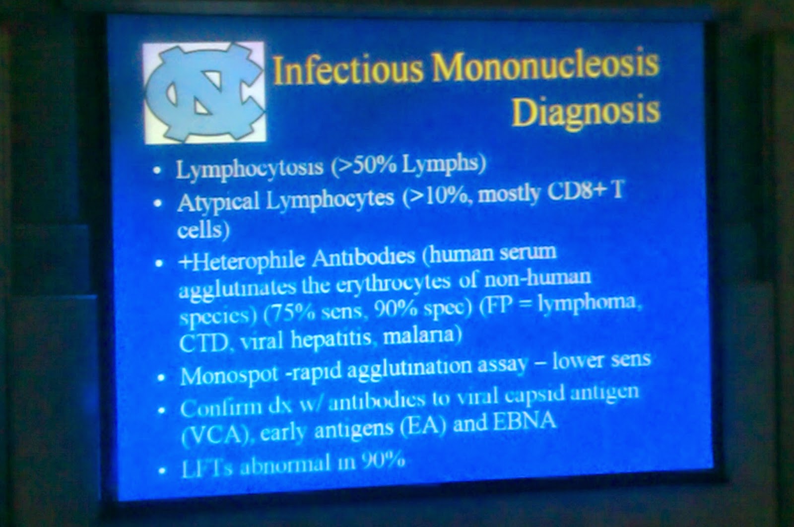 Lecture slides: Medicine; INFECTIOUS MONONUCLEOSIS