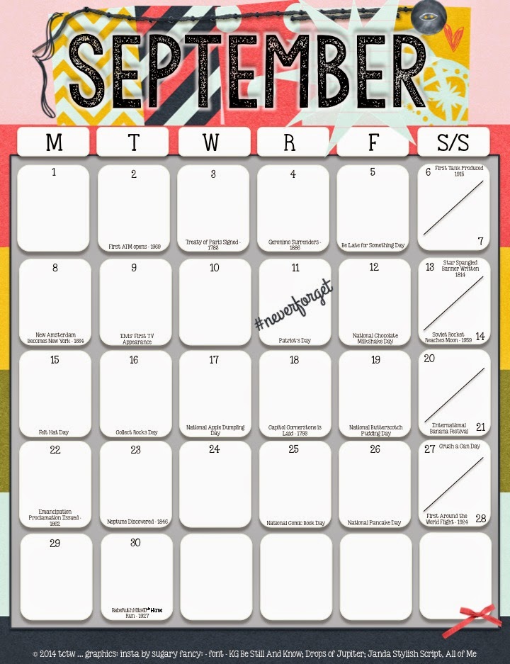 ...and they all fall down...: September Freebie Calendar is Here