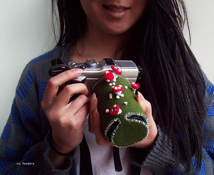 DIY: felt & foam camera cozy with mushrooms!