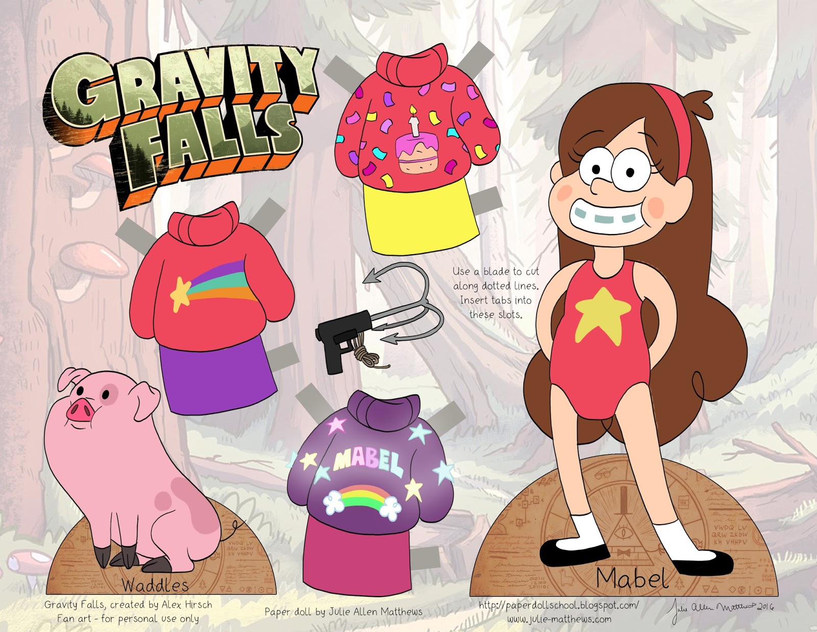 Paper Doll School: Gravity Falls - Mabel Paper Doll