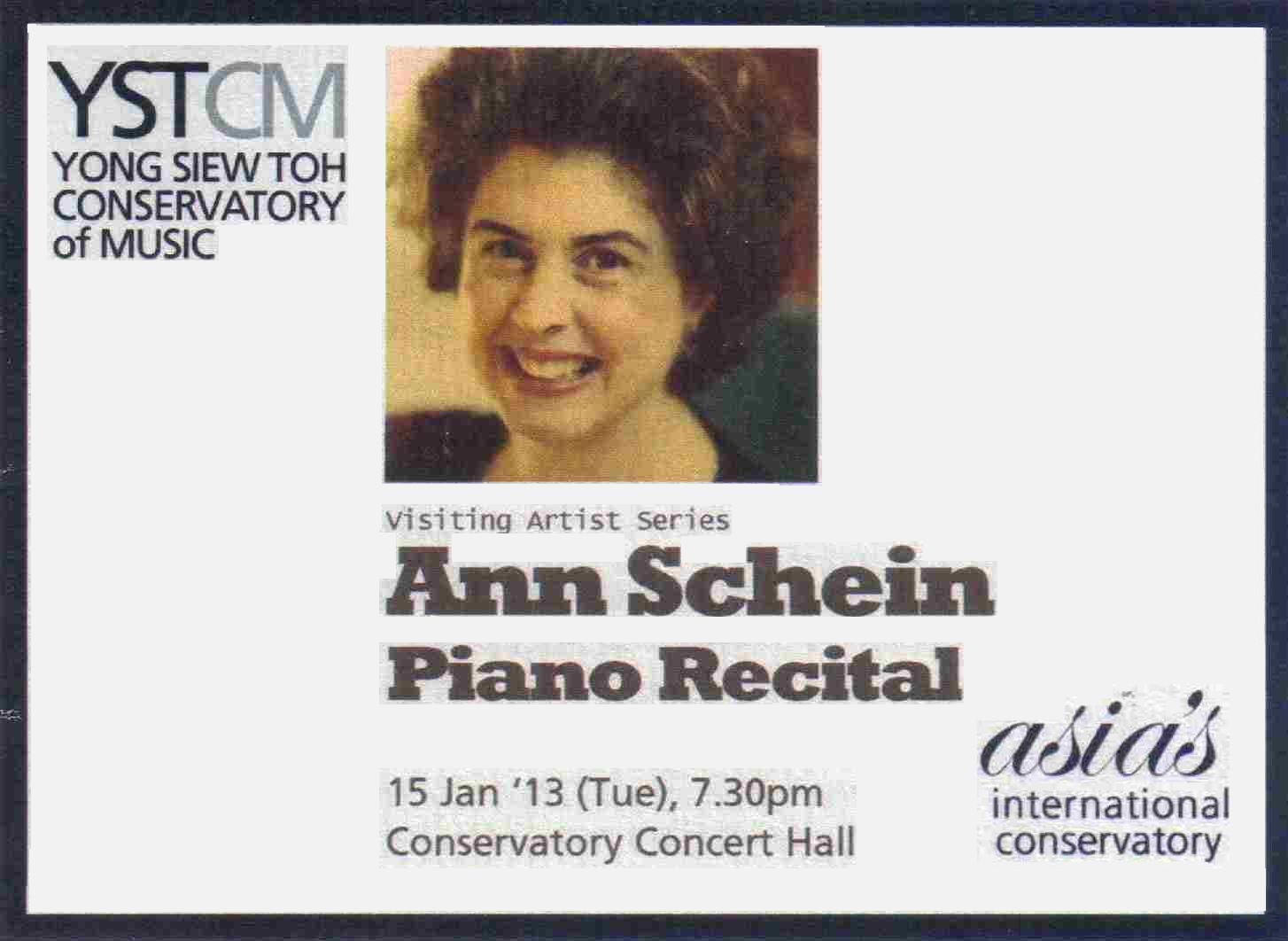 pianomania: ANN SCHEIN Piano Recital / Review
