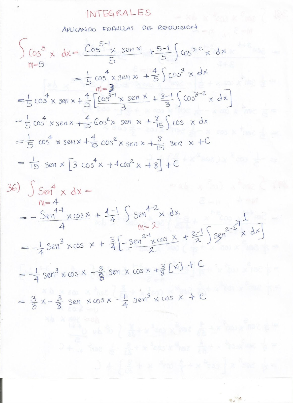 Integración utilizando fórmulas de reducción-[Ejercicios Resueltos ...