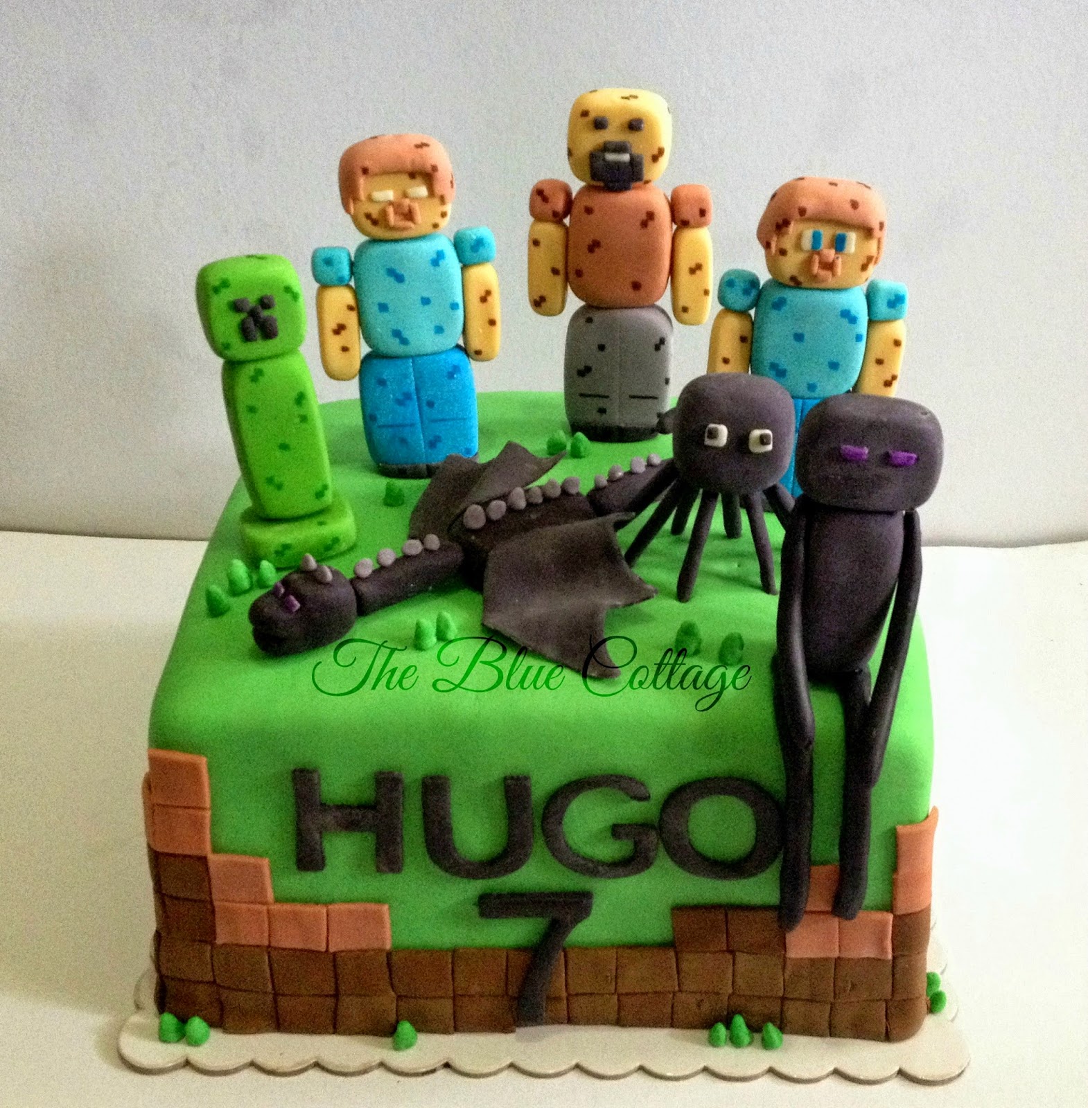 The Blue Cottage: Fondant Birthday Cake and Sugar Cookies ~ Minecraft ...