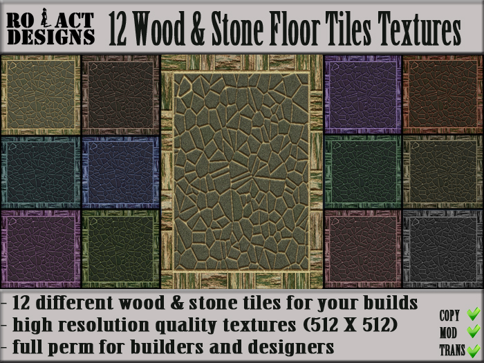 Ro!Act Designs: Ro!Act Designs 12 Wood & Stone Floor Tile Textures