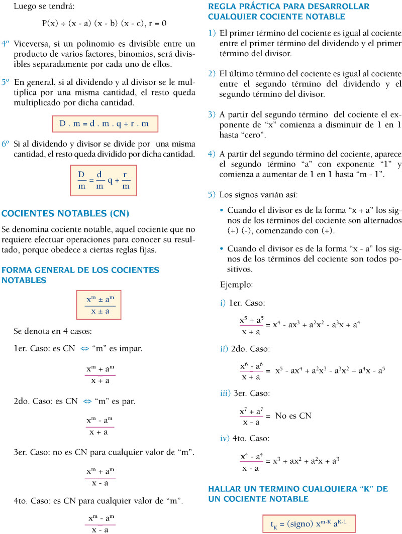 Formulario de ÁLGEBRA BÁSICA SECUNDARIA Y PREUNIVERSITARIA matemáticas ...
