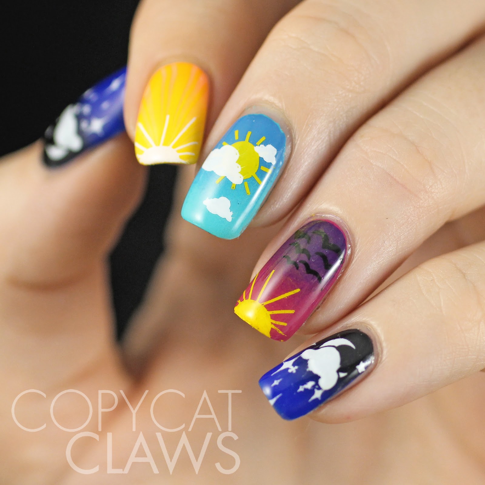 Copycat Claws: Day and Night Cycle Nail Stamping