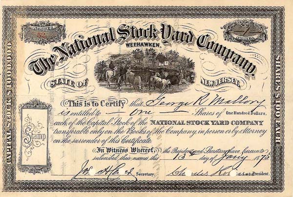 Collectible Old Stocks and Bonds: Collectible National Stockyard ...