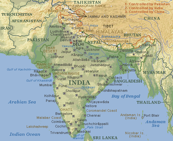 Ubicacion en el mapa mundi de la paninsula de la india - Imagui