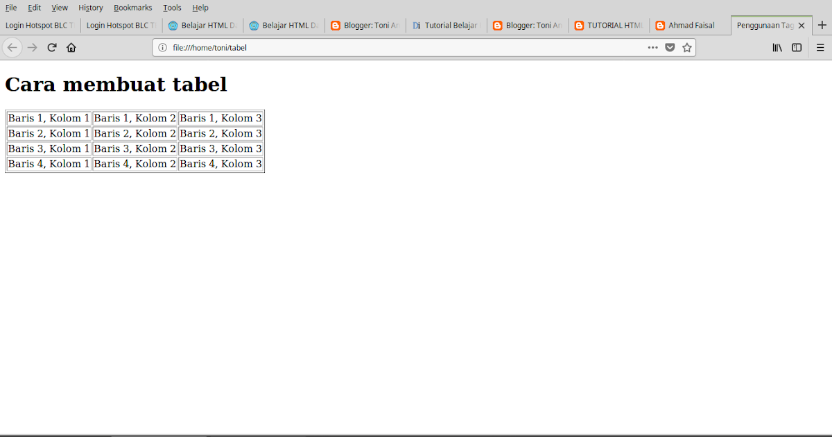Membuat tabel sederhana di HTML - TONI | BLC Telkom