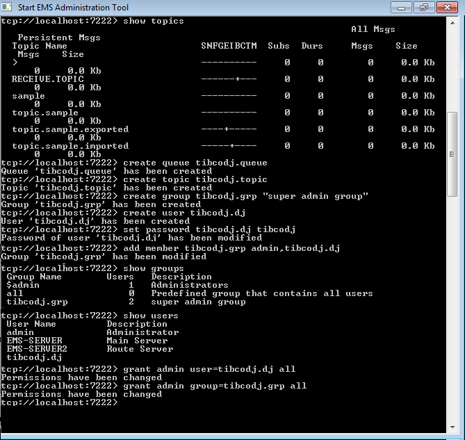 Mule ESB Tutorials: TIBCO Enterprise Message Service (EMS) | Commands