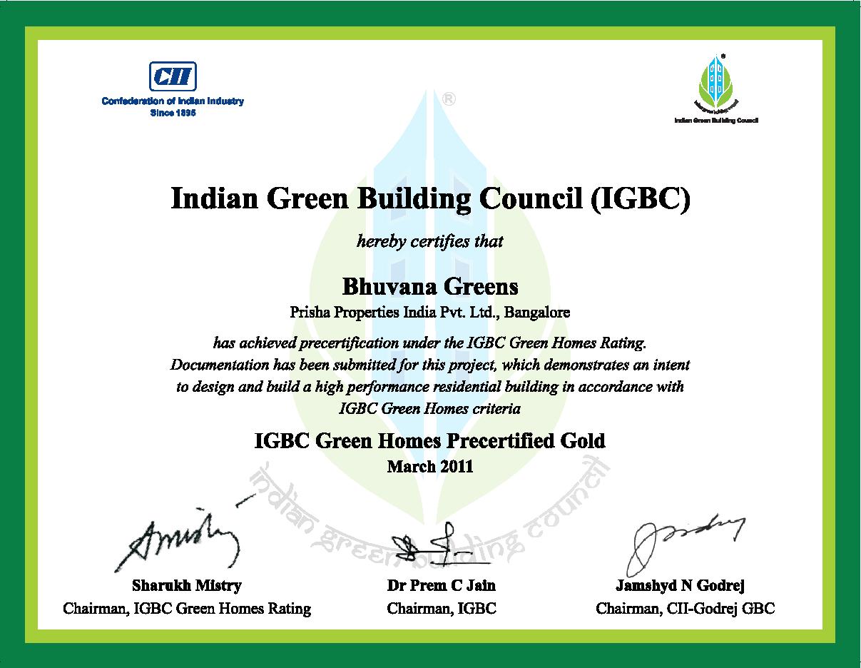 BHUVANA GREENS: IGBC Certification