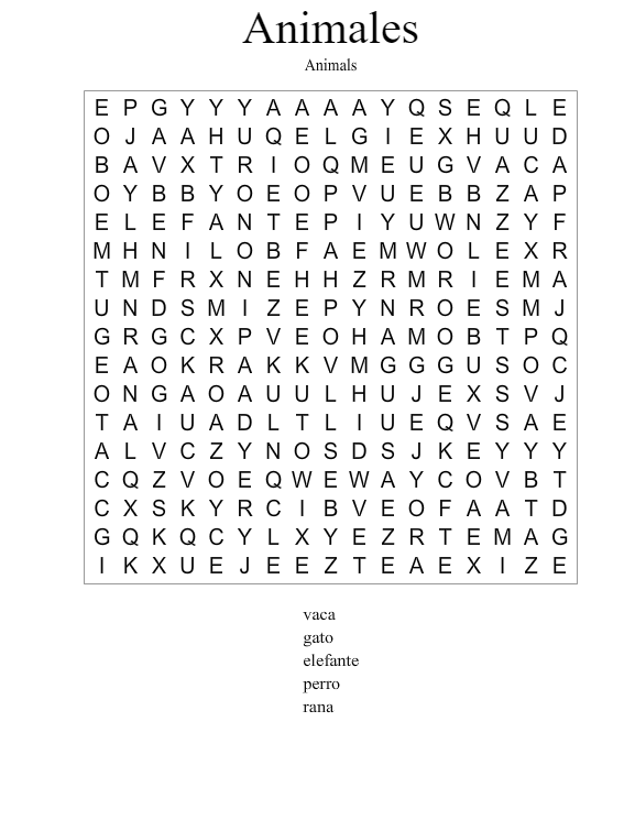 For Spanish Teachers : SOPA DE LETRAS