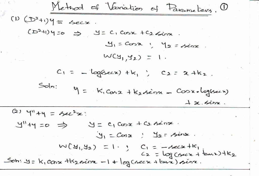 Tpgit Mathematics Method Of Variation Of Parameters
