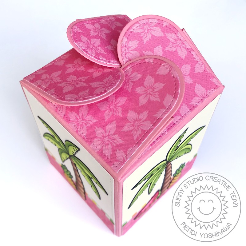 Sunny Studio: Sneak Peek: Wrap Around Box Die & Surprise Party Paper