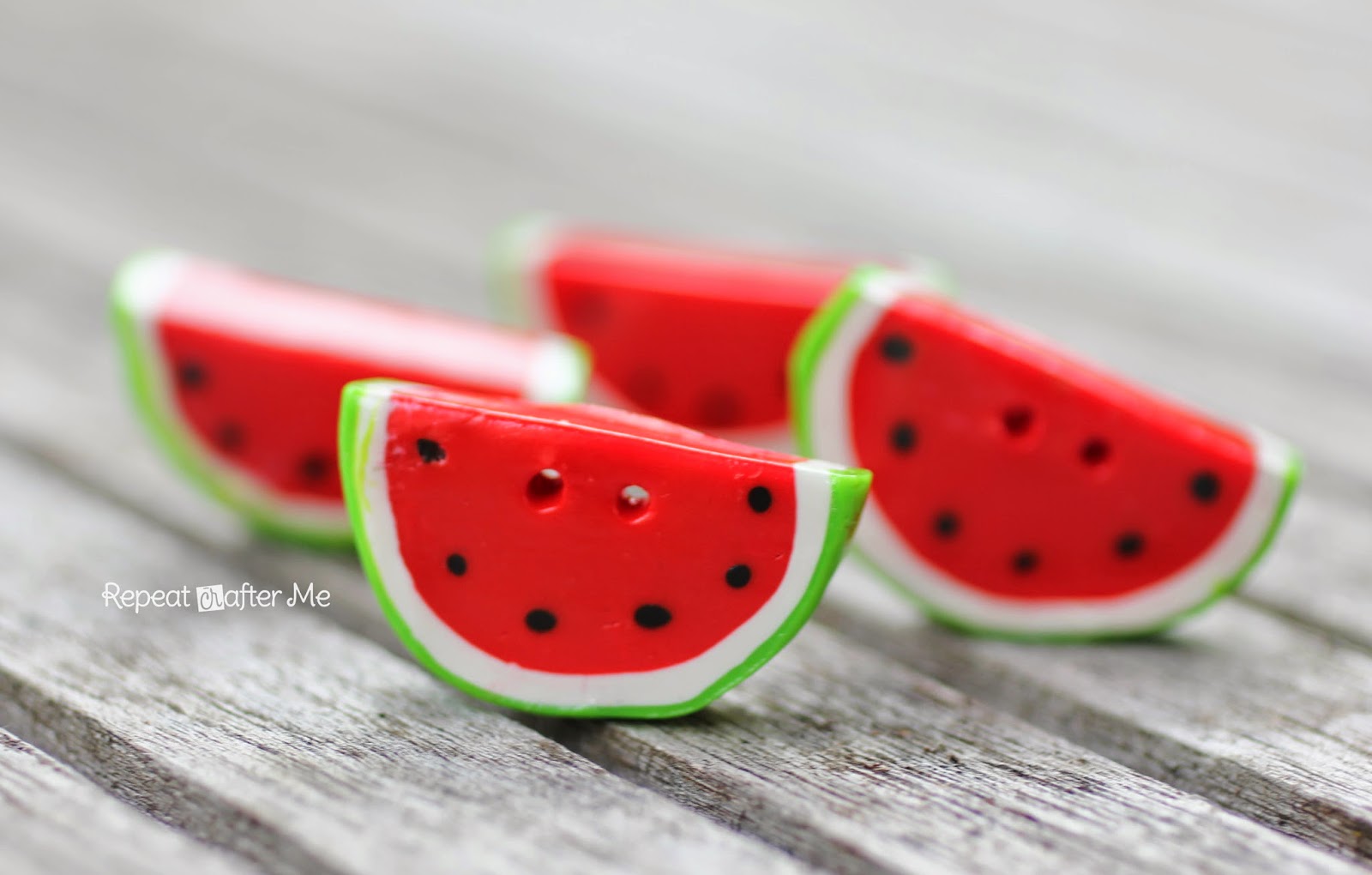 Repeat Crafter Me: DIY Watermelon Buttons with Polymer Clay