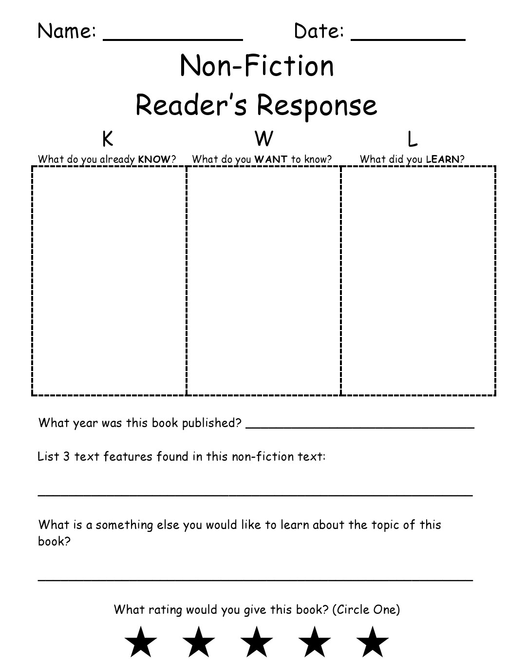 Reading Responses created by Yours Truly! | Hillary's Teaching Adventures