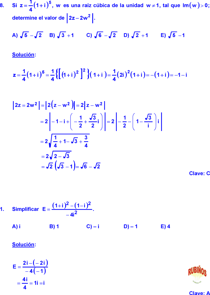 NUMEROS COMPLEJOS EJERCICIOS RESUELTOS PDF