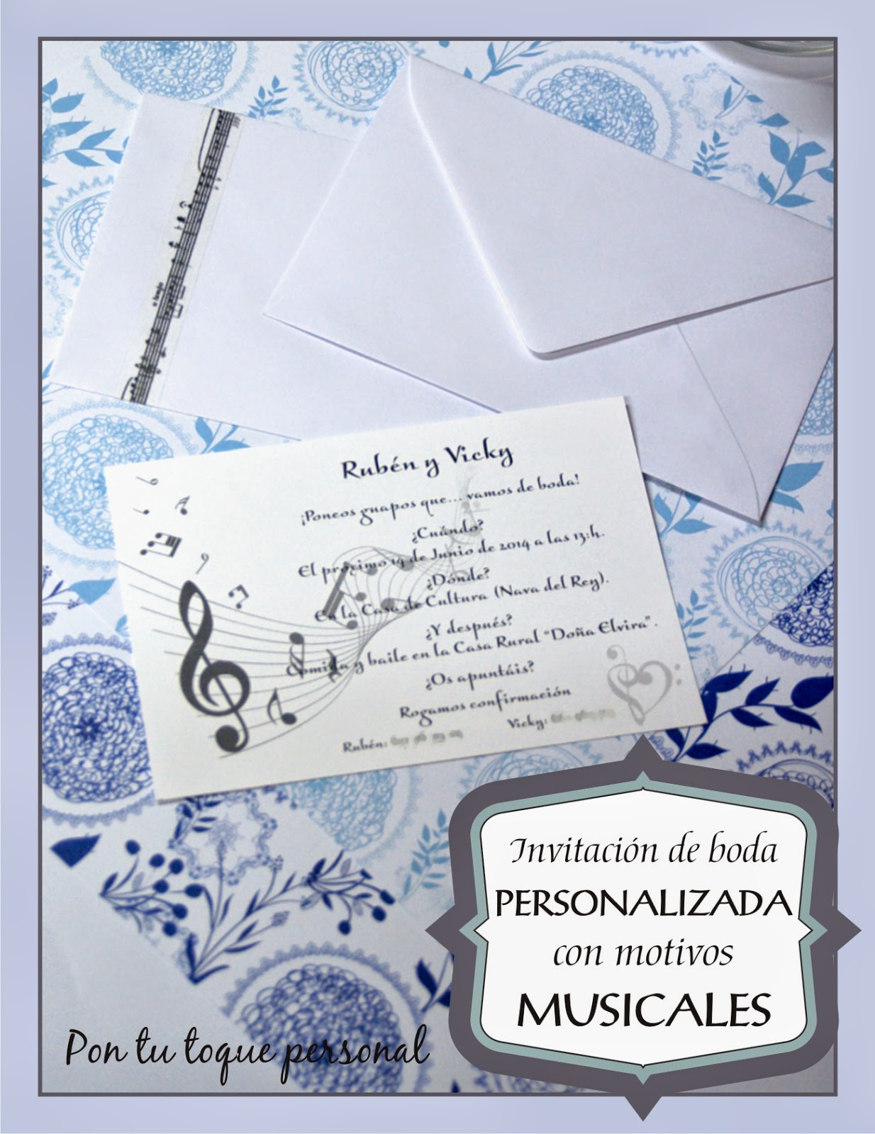 Pon tu toque personal: Invitación de boda personalizada con motivos ...