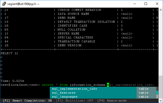 serverあれこれ: VagrantでpgcliとPostgreSQL10がインストールされた仮想マシン(Ubuntu18.04)を構築する。