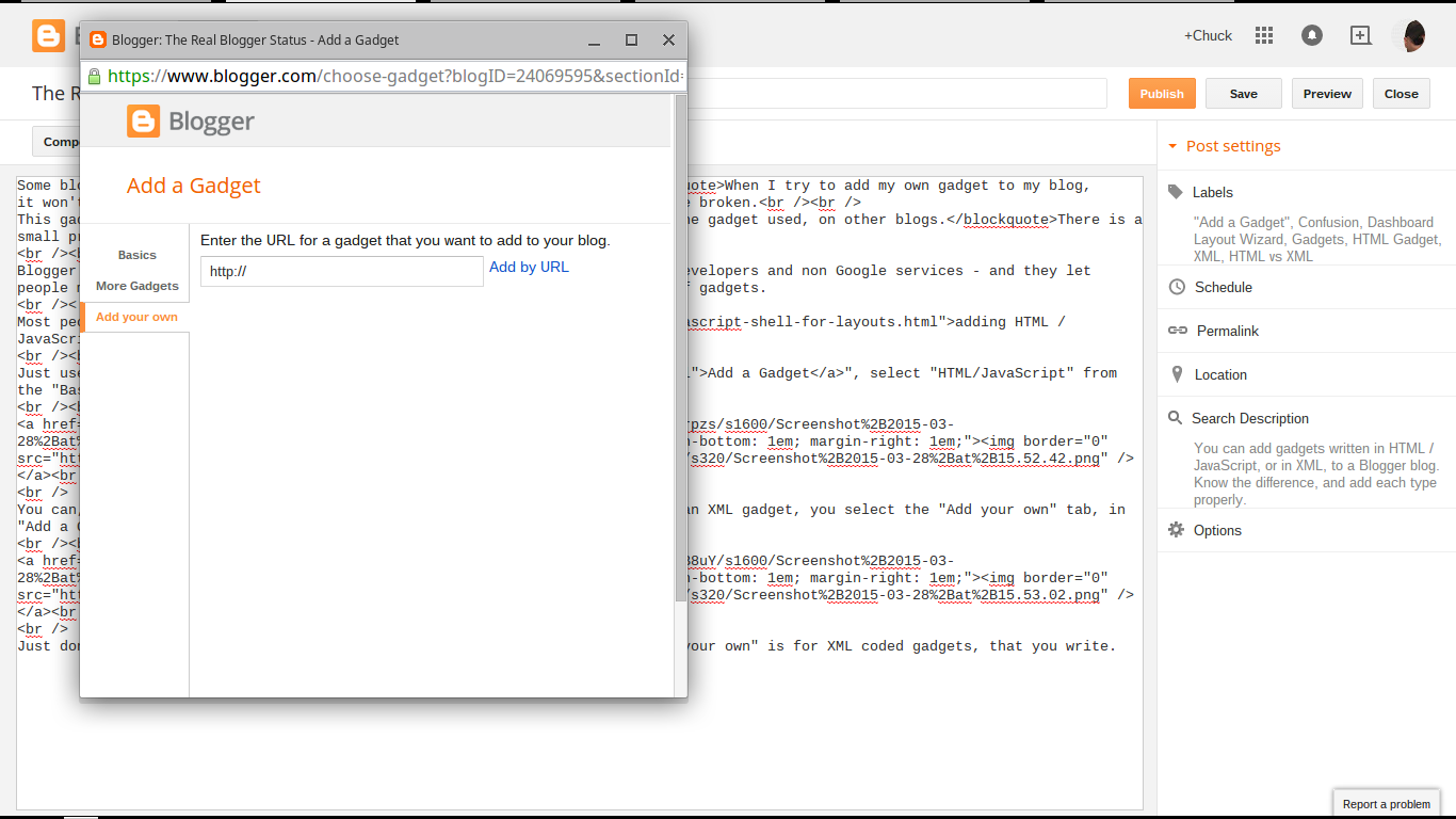 Adding An HTML / JavaScript Gadget?