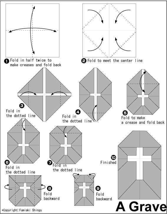 Origami A Grave instructions - Easy Origami instructions For Kids
