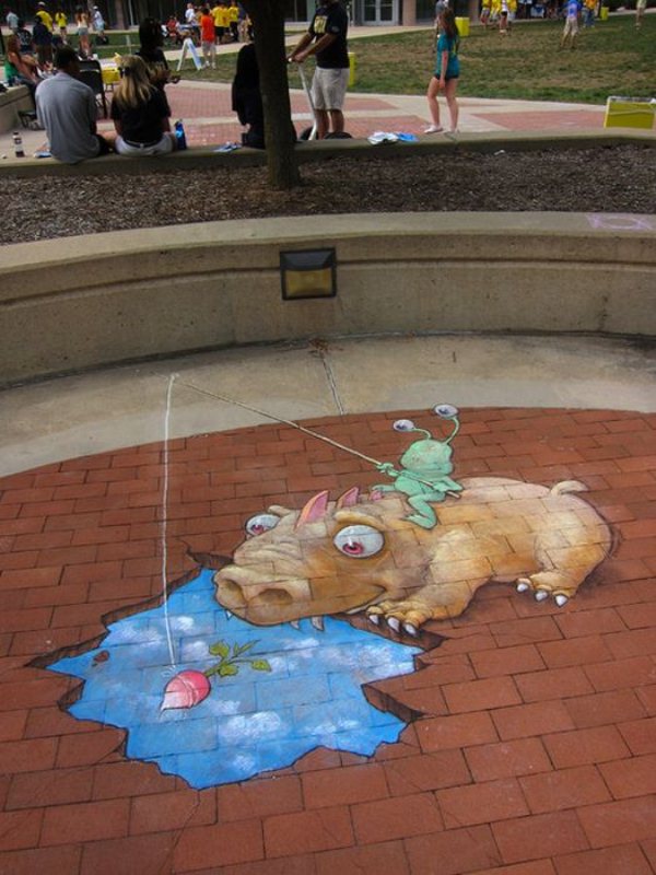 Cute Sluggo Chalk Art by David Zinn (30 pics) | Daily Fun Pics