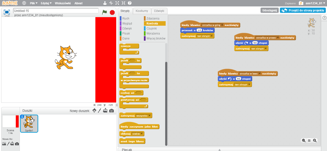 Scratch ZKPIG 6: Projekt "Kot w labiryncie"