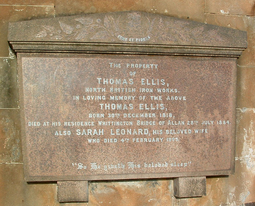 Memento Mori: Thomas Ellis, North British Iron Works, Coatbridge