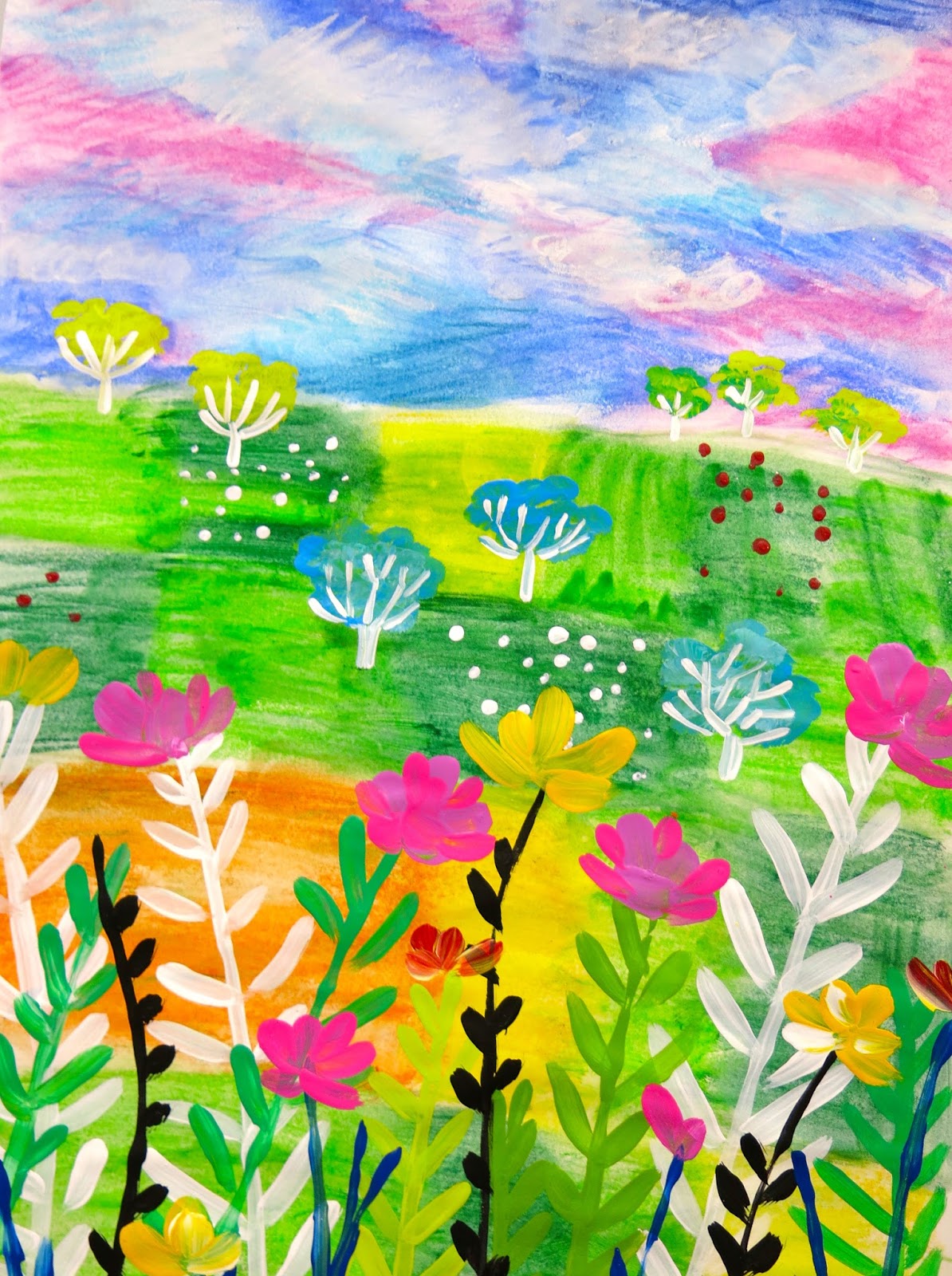Cassie Stephens: In the Art Room: Claire West-Inspired Landscape Lesson