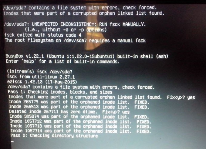 Mengatasi fsck Error Saat Boot Ubuntu - BelajarKu.com