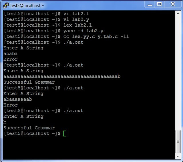 VTU CSE LABS: SS 2 - YACC - RECOGNIZE ALL STRINGS