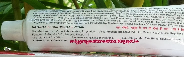 Honest Reviews and Lifestyle Tips: Vicco Vajradanti Ayurvedic ...