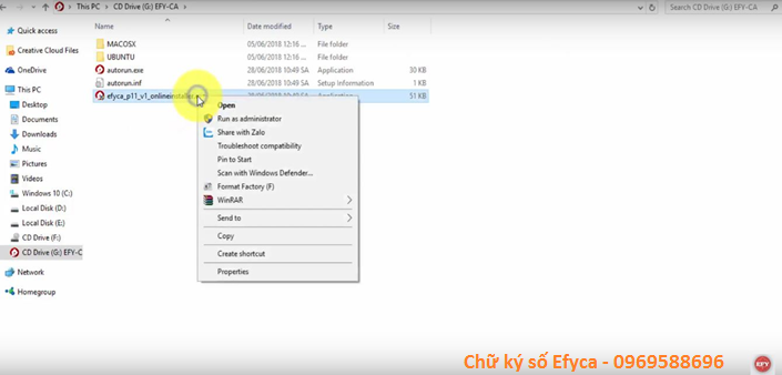 Hướng dẫn cài đặt chữ ký số EFY CA mới nhất