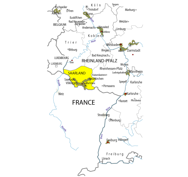 Saarland Karte Regionen Bild | Deutschlandkarte