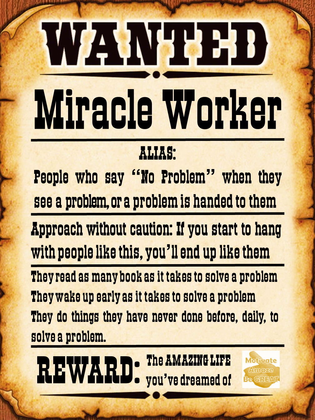 Wanted: Miracle Worker | Inspirational Picture Quote
