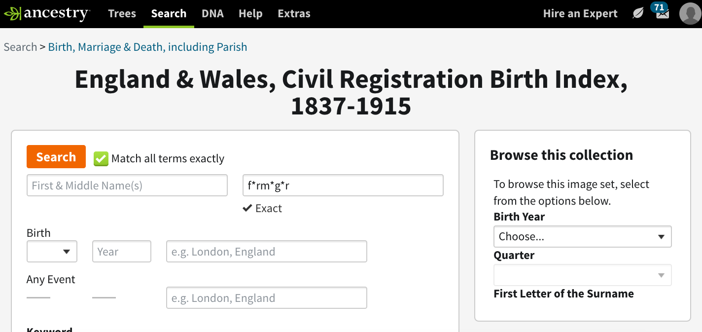 The Family Recorder: Comparing BMD indexes for England and Wales: Ancestry