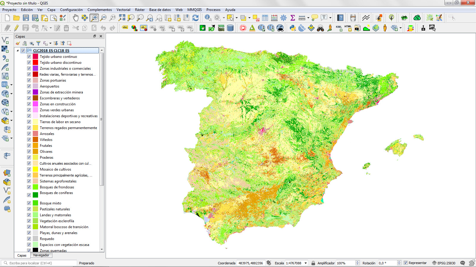 Cartografía Digital: CORINE Land Cover 2018