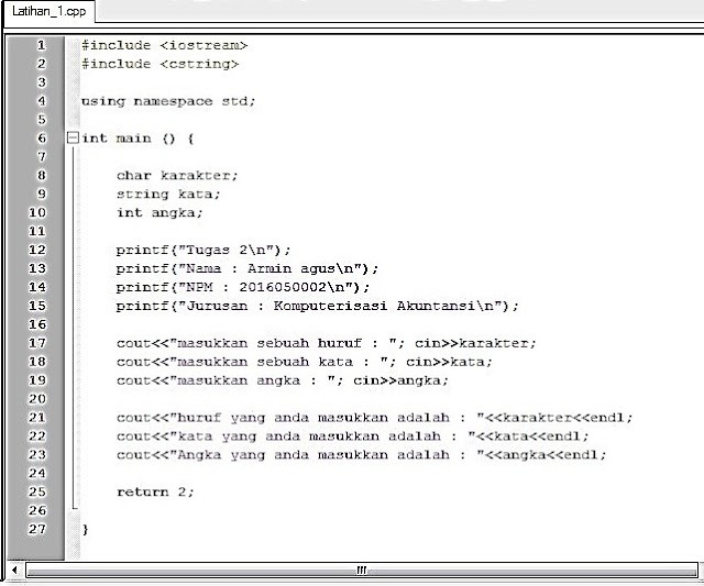 Contoh Program dengan Bahasa C++