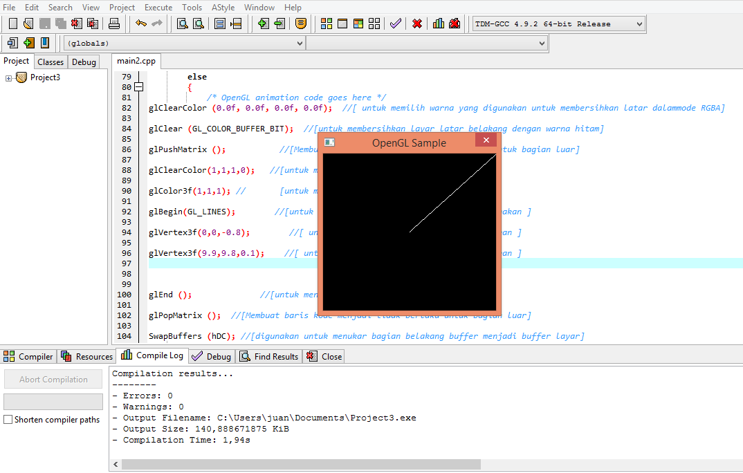 membuat garis di OPENGL