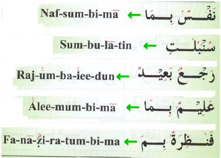 Learn Tajweed and Quraan Free: Example Of Step 9 Ghunnah