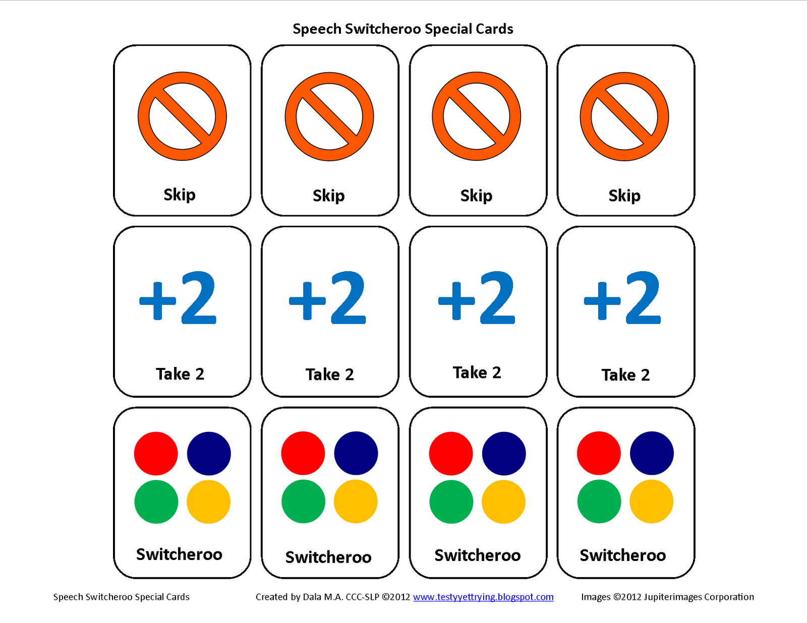 Testy yet trying: Speech Card Set Activity: Speech Switcheroo (An Uno ...