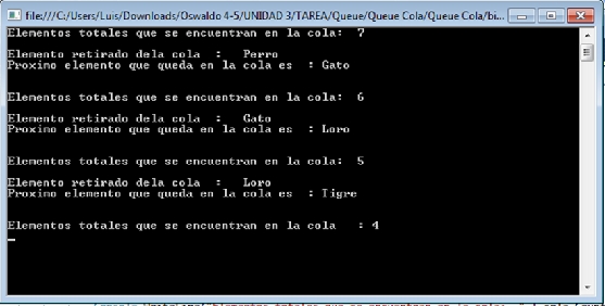 programacion en C# (ESTRUCTURAS DE DATOS): COLA Queue