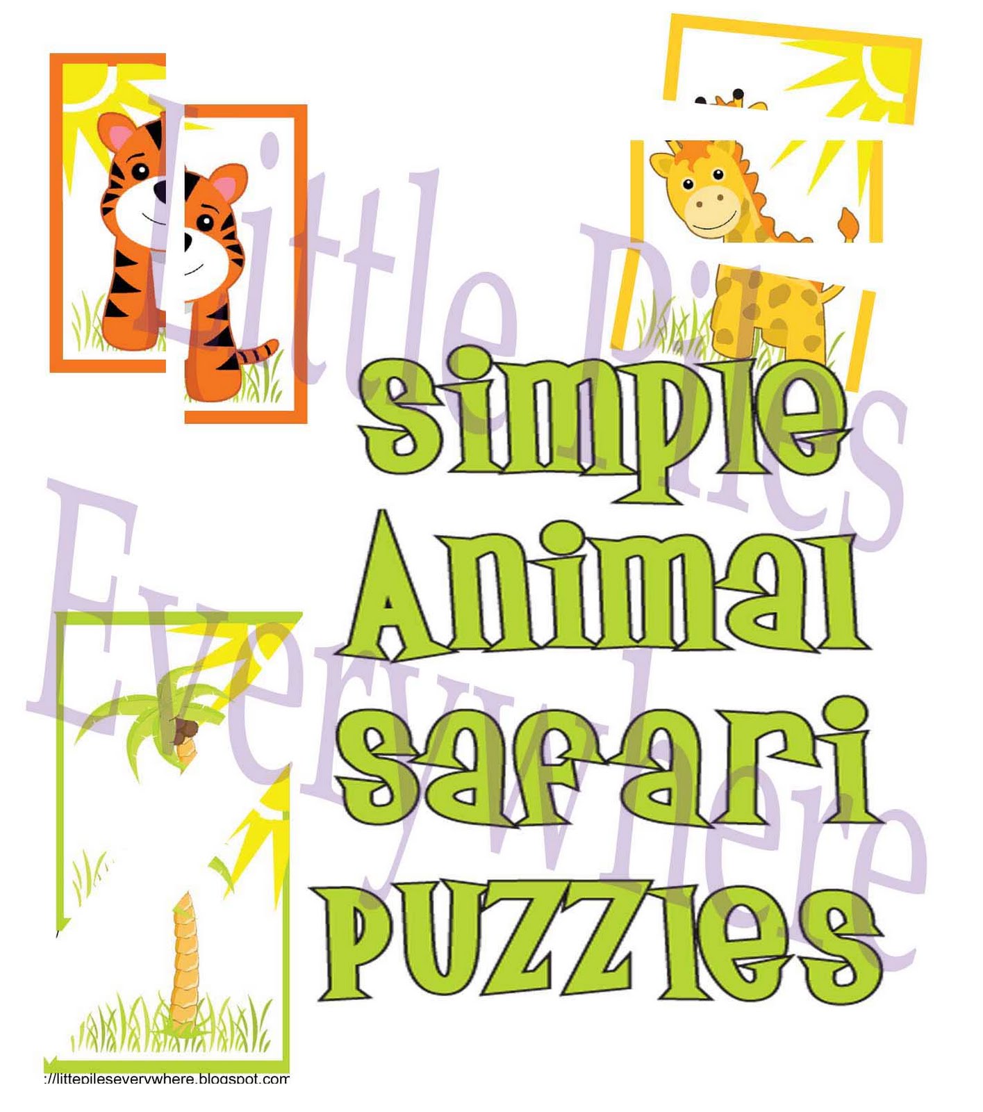 Little Piles Everywhere: Simple Safari Animal Puzzles