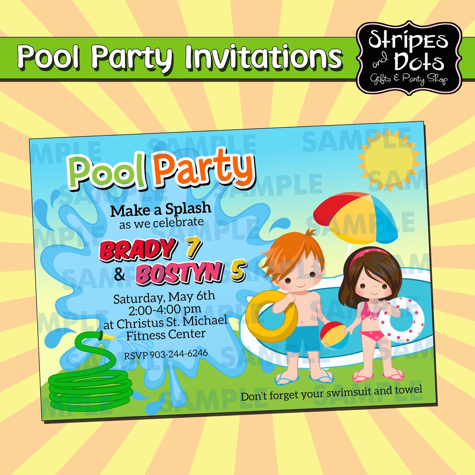 The Childrens Zone Digi Designs: Pool Party Invitation / Invitación ...