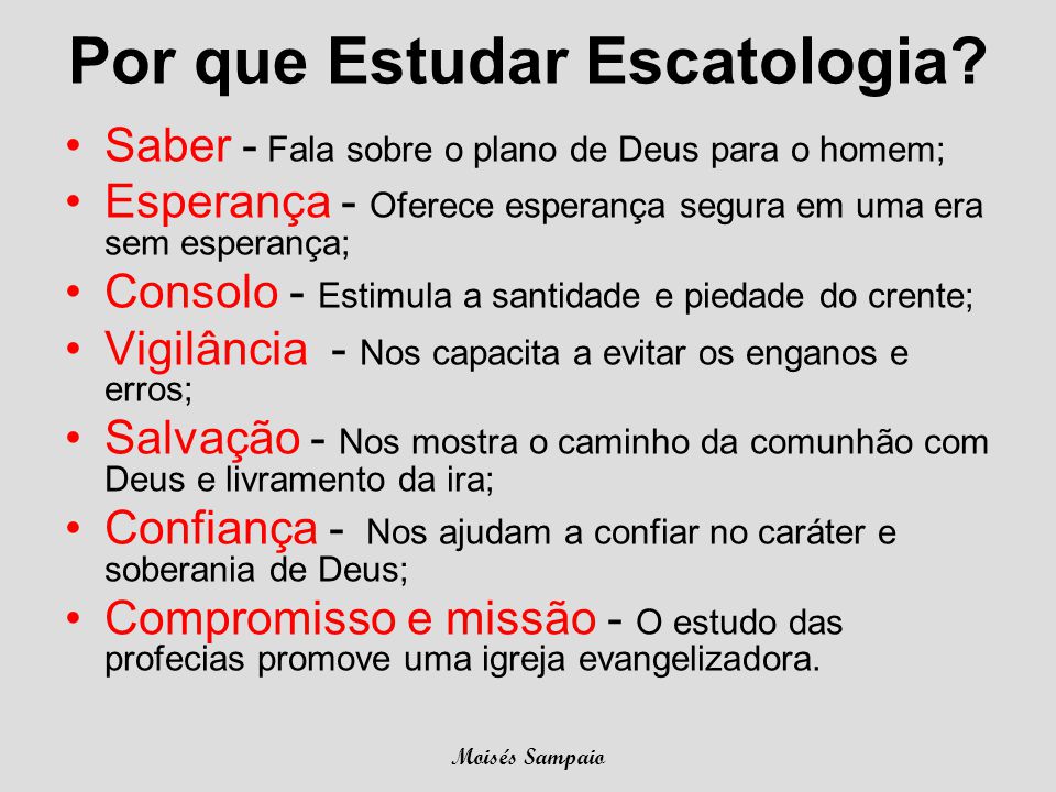 CINCO PONTOS DO PENTECOSTALISMO: INTRODUÇÃO À ESCATOLOGIA BÍBLICA