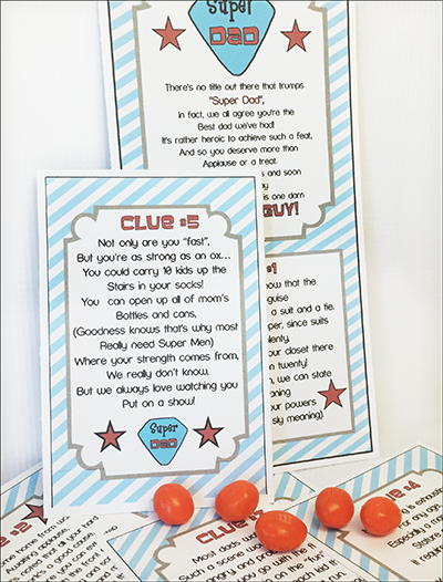 Printable Treasure Hunt Ideas "Super Dad" - Parties and Patterns