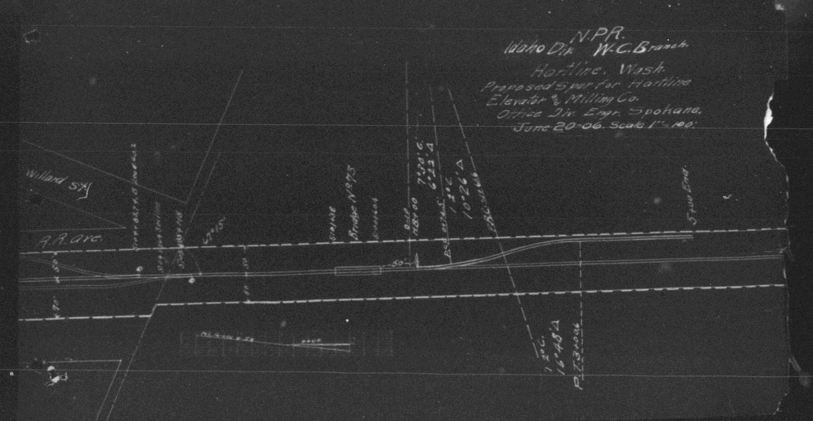 Big Bend Railroad History: 1906 NP AFE Hartline Flour Mill Spur