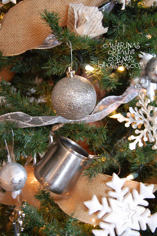 Catherina's Creative Corner: My Burlap, white & silver Christmas Trees..