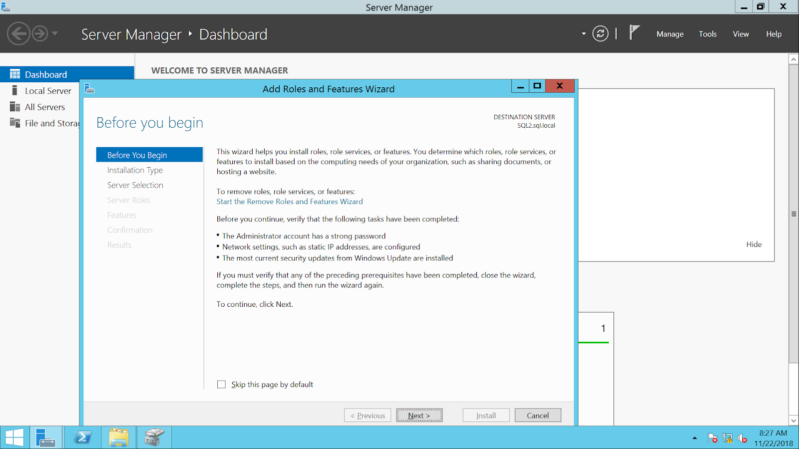 SQL Database server builds: SQL SERVER 2 PART 1