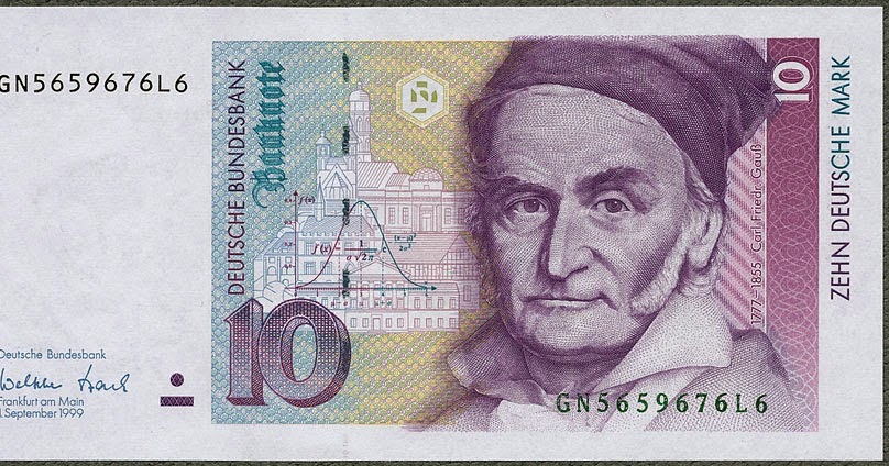 Germany 10 Deutsche Mark banknote of 1999 Carl Friedrich Gauss|World ...